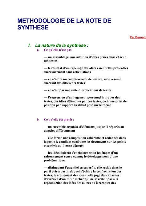 Exemple De Note De Synthèse - Wadaef FR